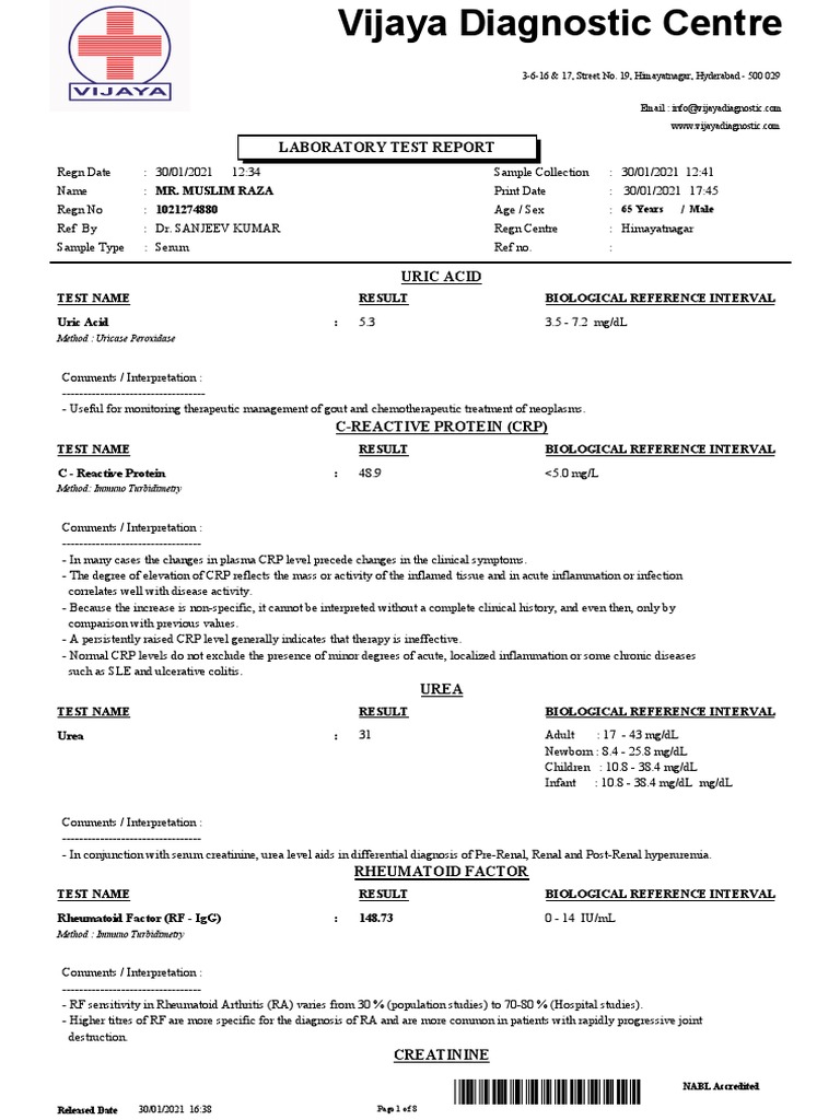 Laboratory Test Report: 3-6-16 & 17, Street No. 19, Himayatnagar ...
