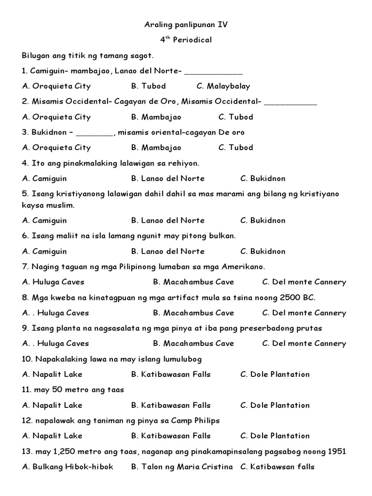 Araling Panlipunan IV | PDF