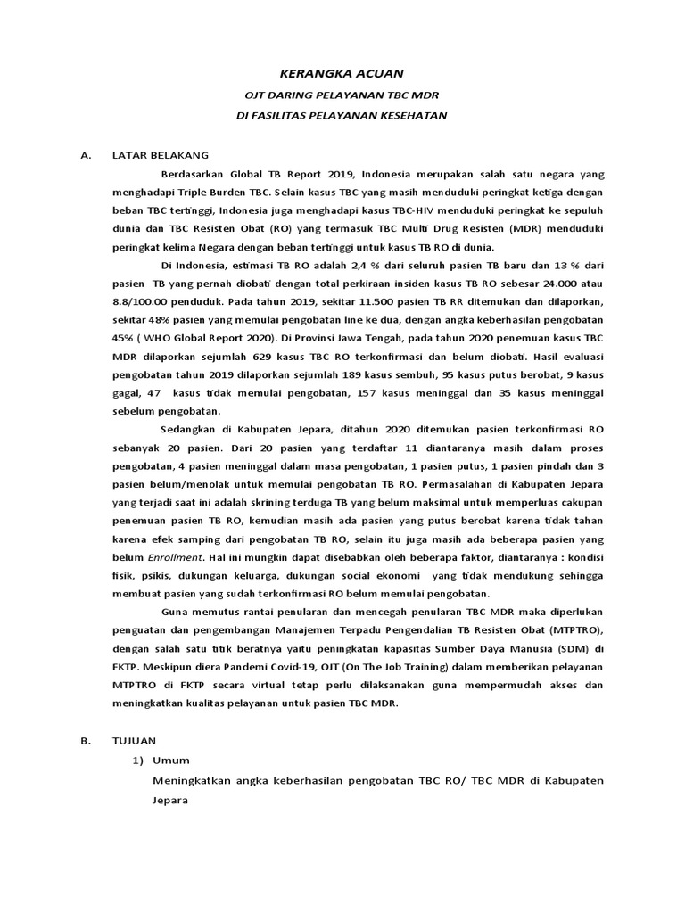 Kerangka Acuan Ojt MDR | PDF