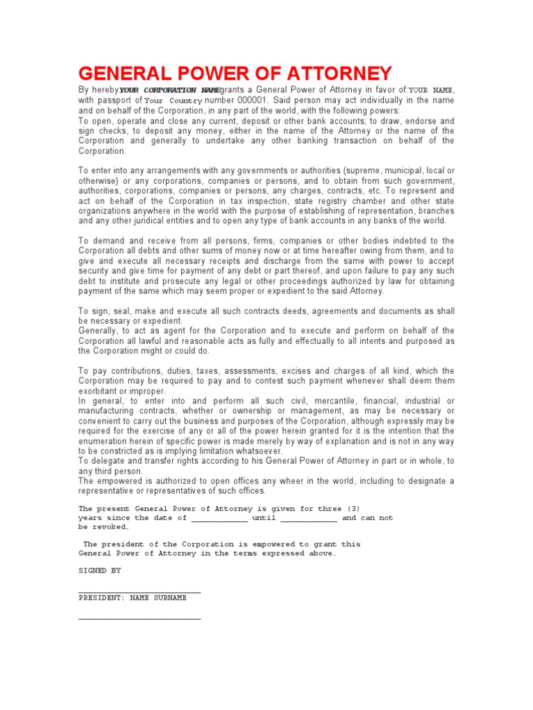 General Power of Attorney | PDF | Corporations | Power Of Attorney