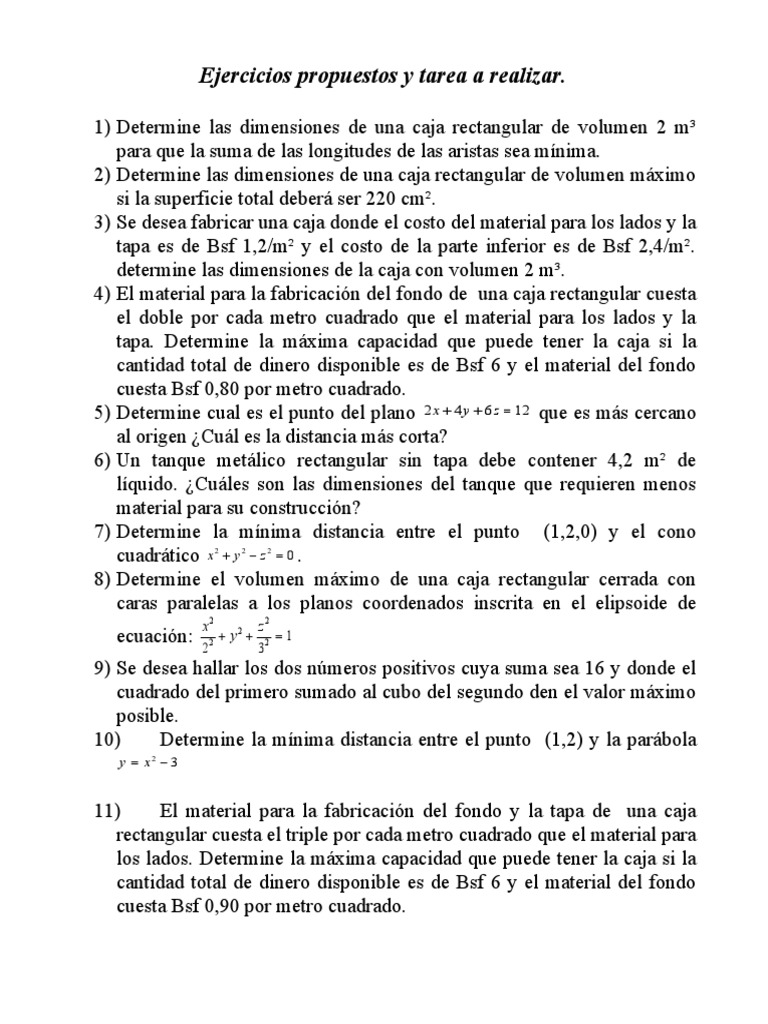 Ejercicios Propuestos y Tarea A Realizar Metodo Lagrange | Descargar gratis PDF | Crimen ...