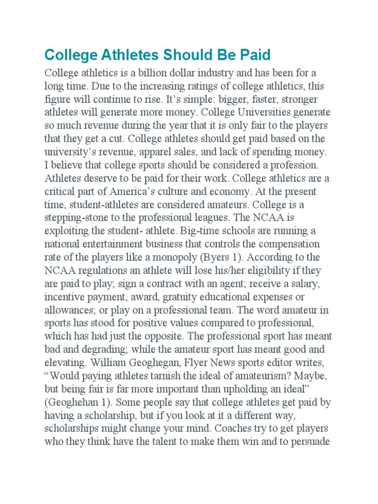 Paying College Athletes: A Fair Argument | PDF | Economies | Sports