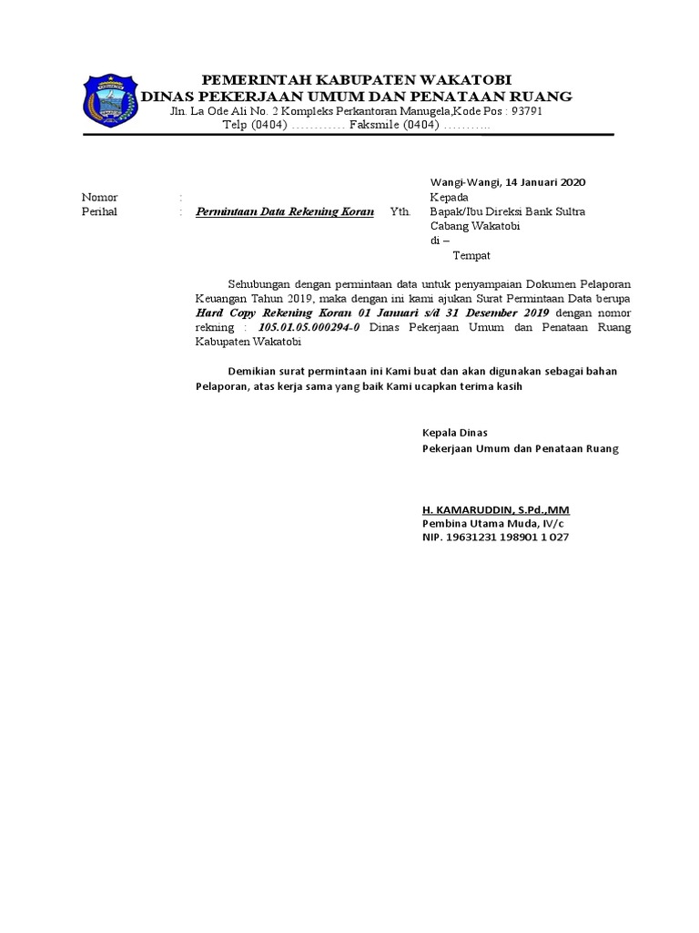 Surat Permintaan Data | PDF
