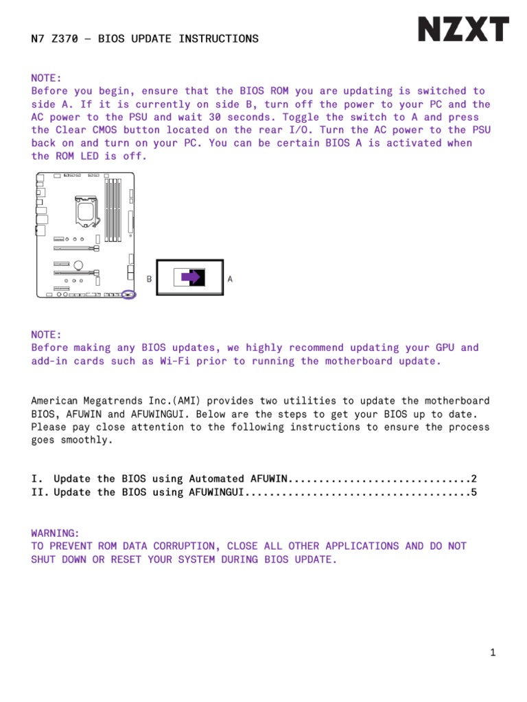NZXT N7 BIOS Update Instructions | PDF