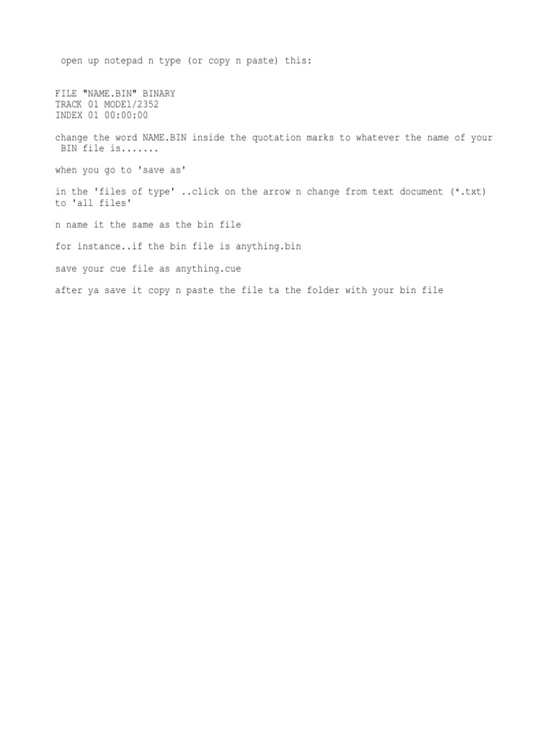 Making A .Cue File, in Notepad | PDF
