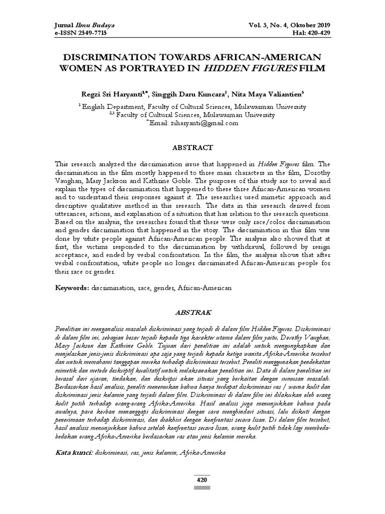 Discrimination in Hidden Figures Film | PDF | Hidden Figures ...