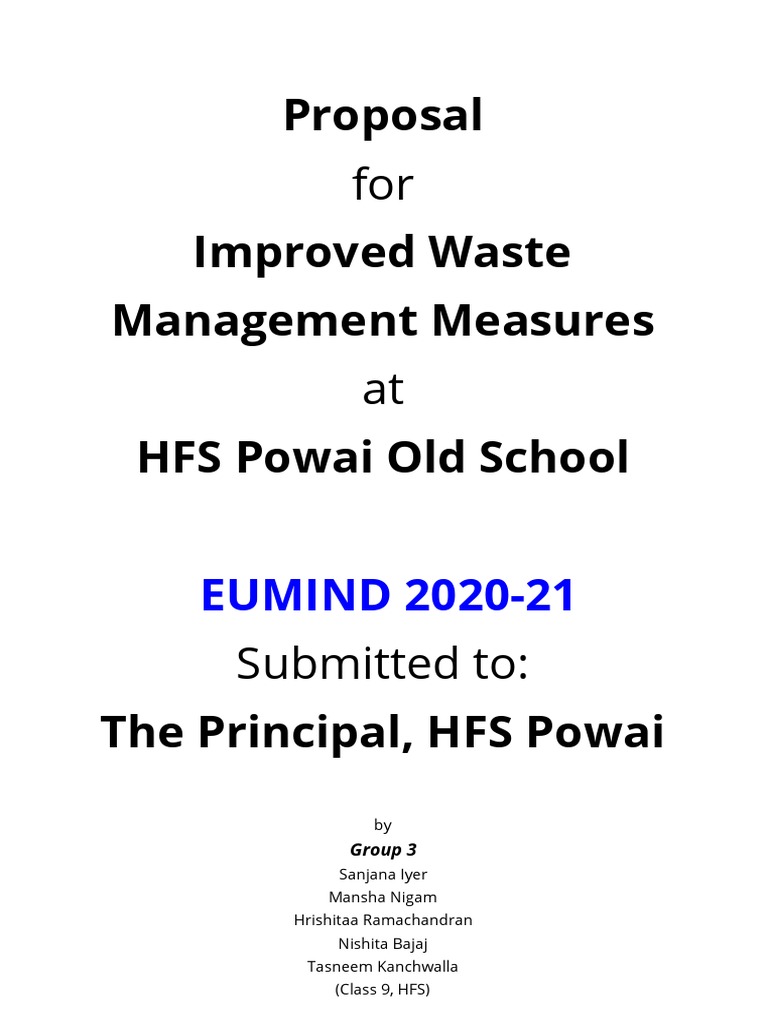 Proposal For Improved Waste Management Measures at Hfs Powai Eumind ...