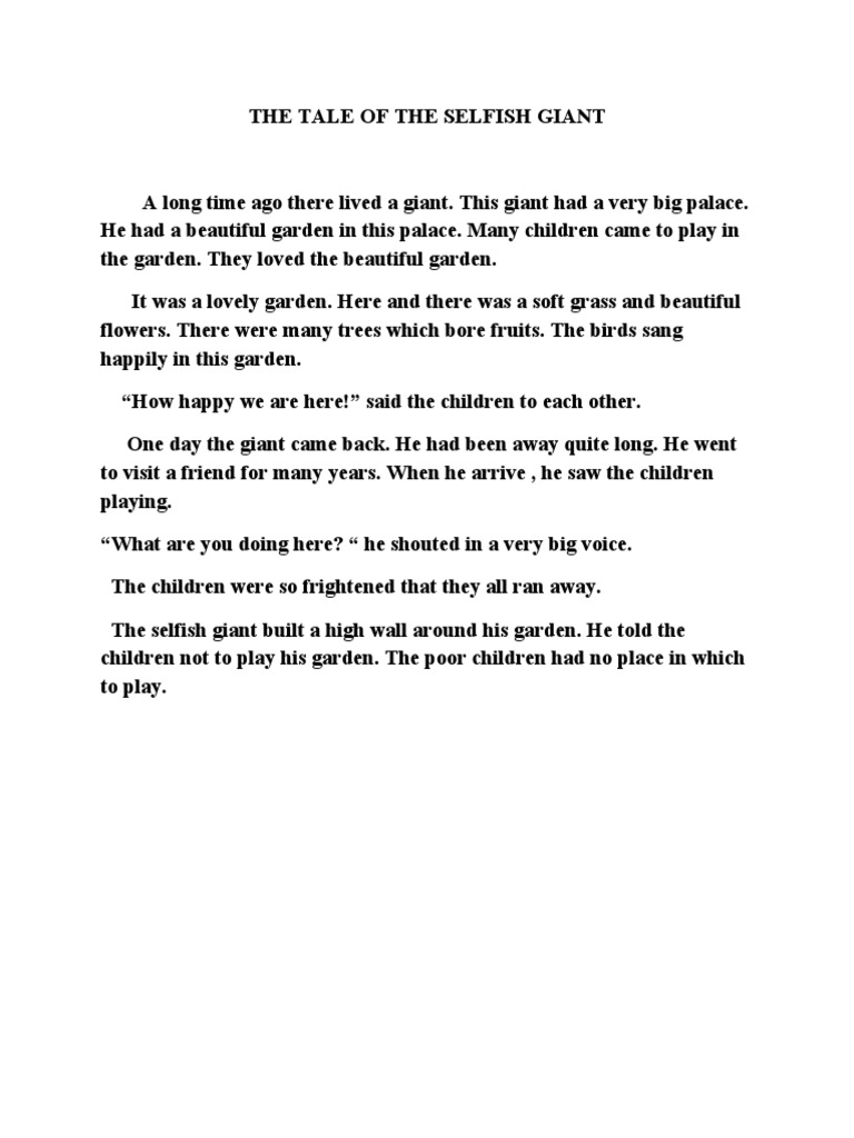 The Tale of The Selfish Giant | PDF