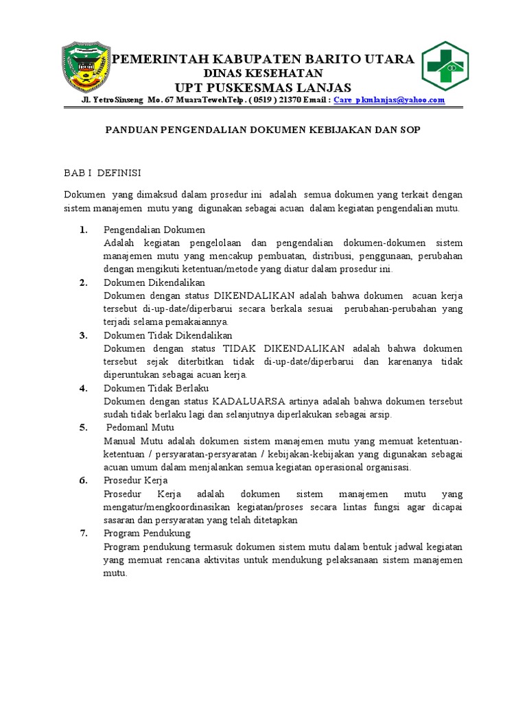 5.5.1.2 Panduan Pengendalian Dokumen Kebijakan Dan Sop | PDF | Bisnis