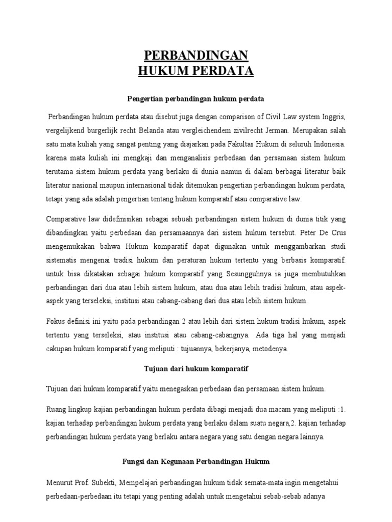 PERBANDINGAN HUKUM PERDATA PDF Putri Ayi | PDF