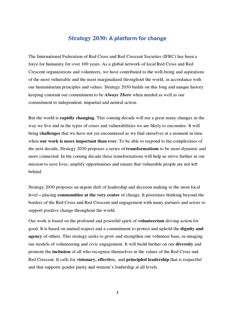 IFRC Strategy 2030 Overview | PDF | Social Exclusion | Sustainability