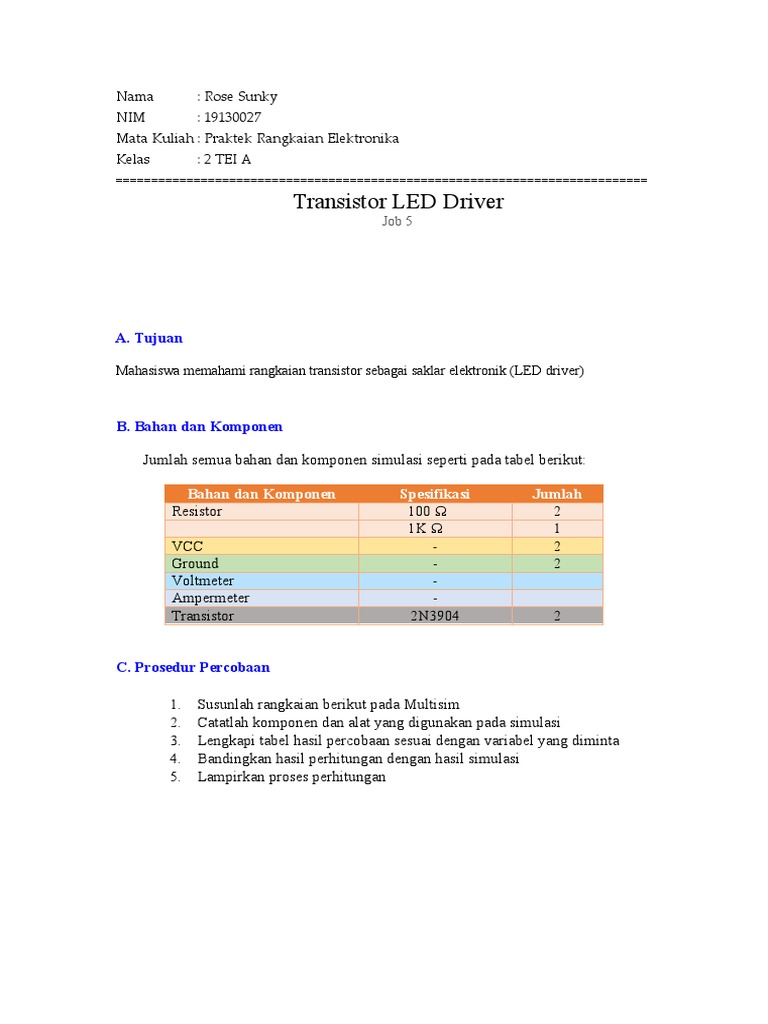 Job5.PRE - Transistor LED Driver | PDF