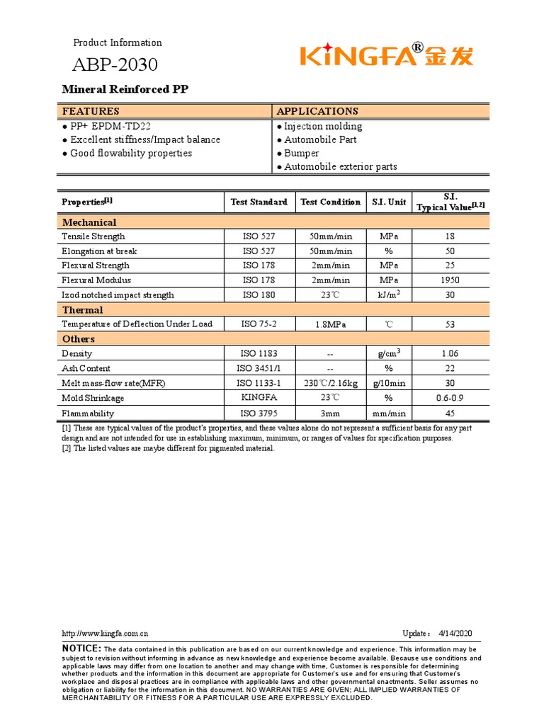 Abp-2030 Tds-Iso-Eng | PDF | Strength Of Materials | Implied Warranty