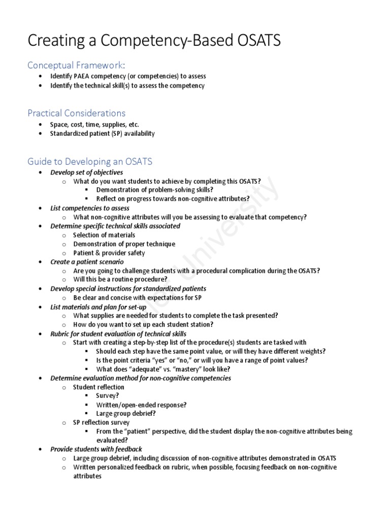 Creating An OSATS | PDF | Competence (Human Resources) | Rubric (Academic)