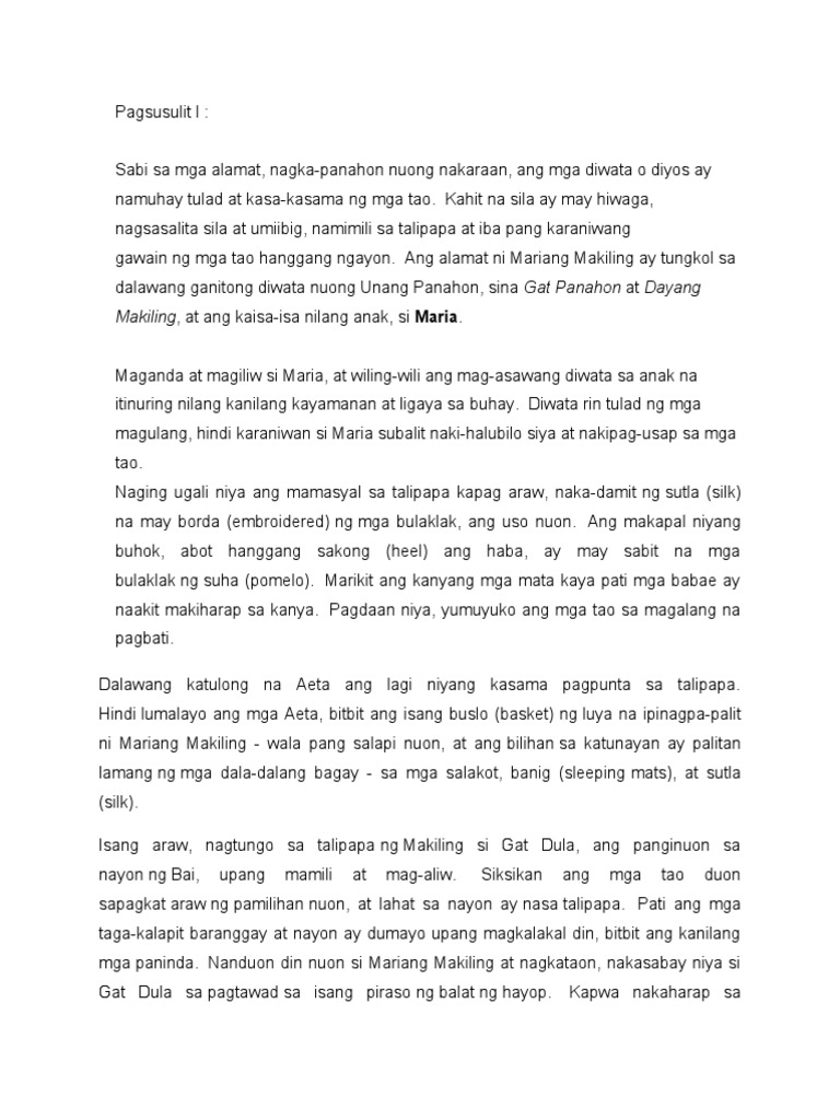 Pagsusulit I Grade 6 - Filipino | PDF