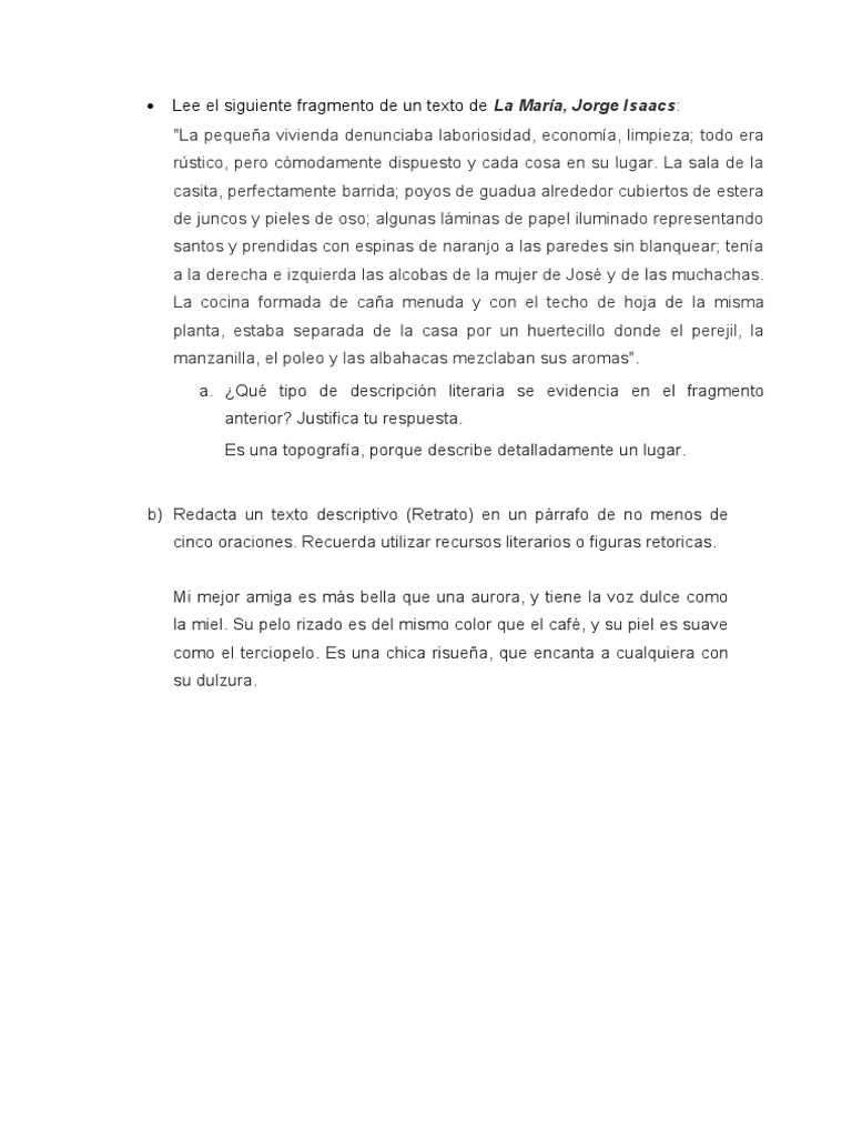 Lee El Siguiente Fragmento de Un Texto de La María | PDF