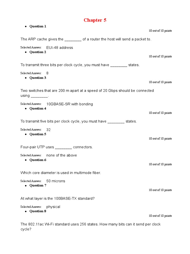 IS632 Chapter 5 Test Bank | PDF | Optical Fiber | Computer Standards