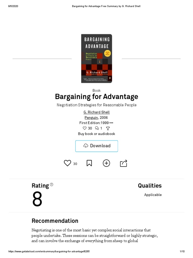 Bargaining For Advantage Free Summary by G. Richard Shell | PDF ...