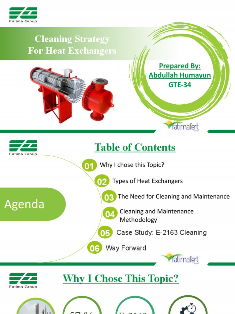 Cleaning Strategy For Heat Exchangers: Prepared By: Abdullah Humayun ...