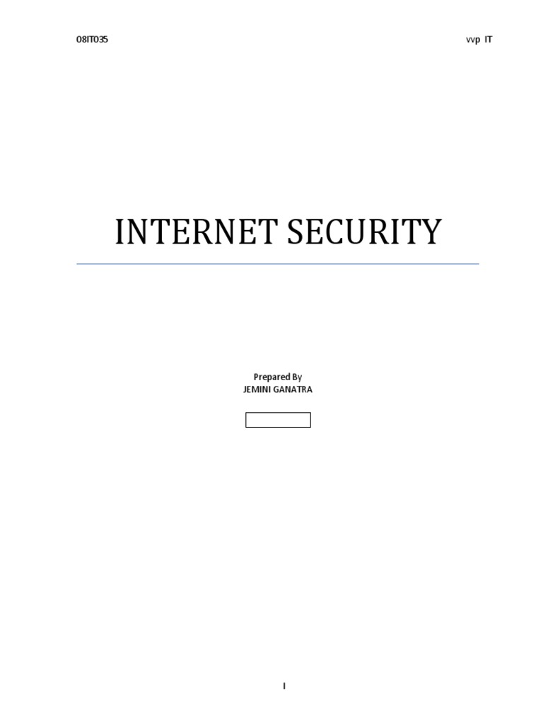 INTERNET SECURITY Report | PDF | Computer Network | Password