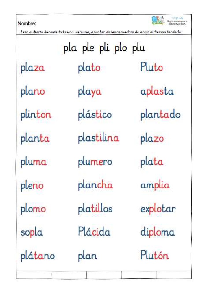 Palabras Con PL | PDF