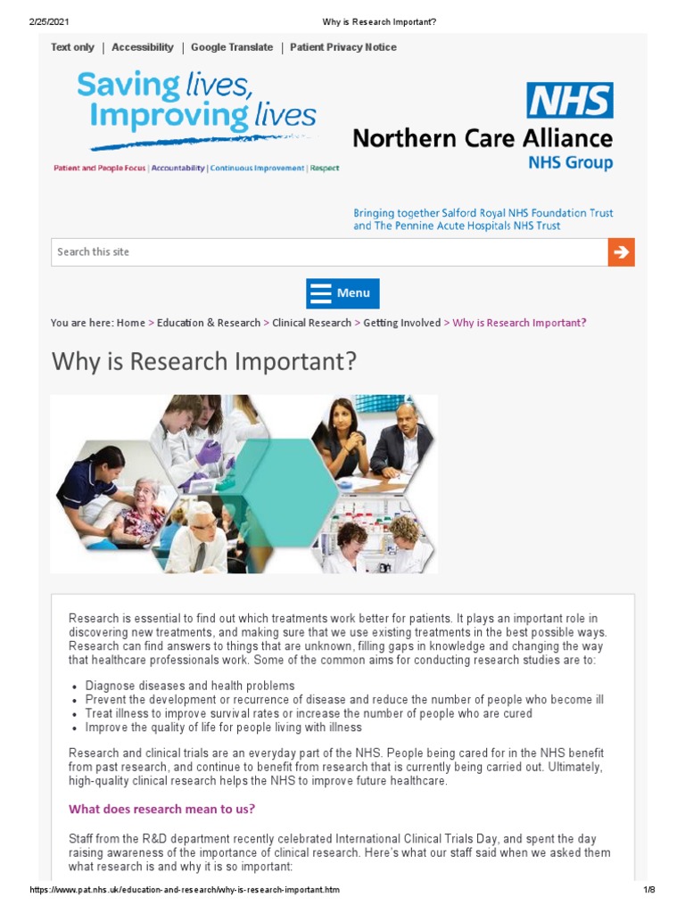 Why Is Research Important - NHS Group | PDF | National Health Service ...