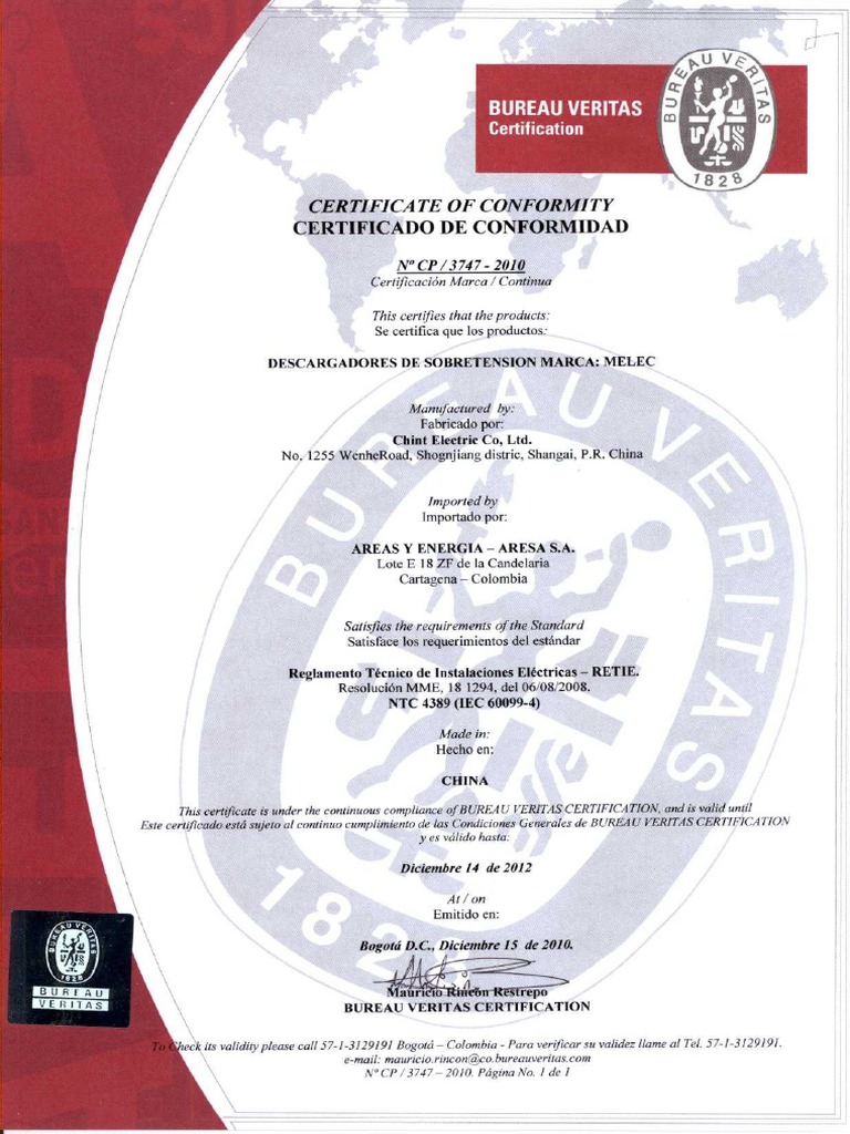 Certificado Pararrayos | PDF