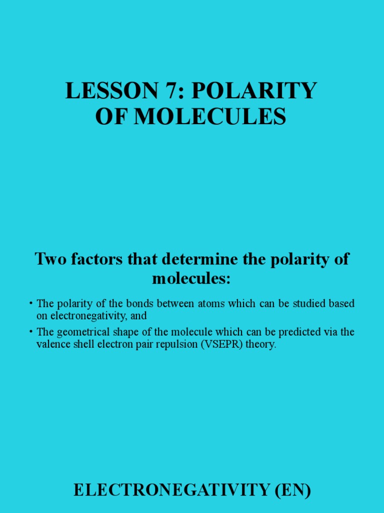 Lesson 7: Polarity of Molecules | PDF