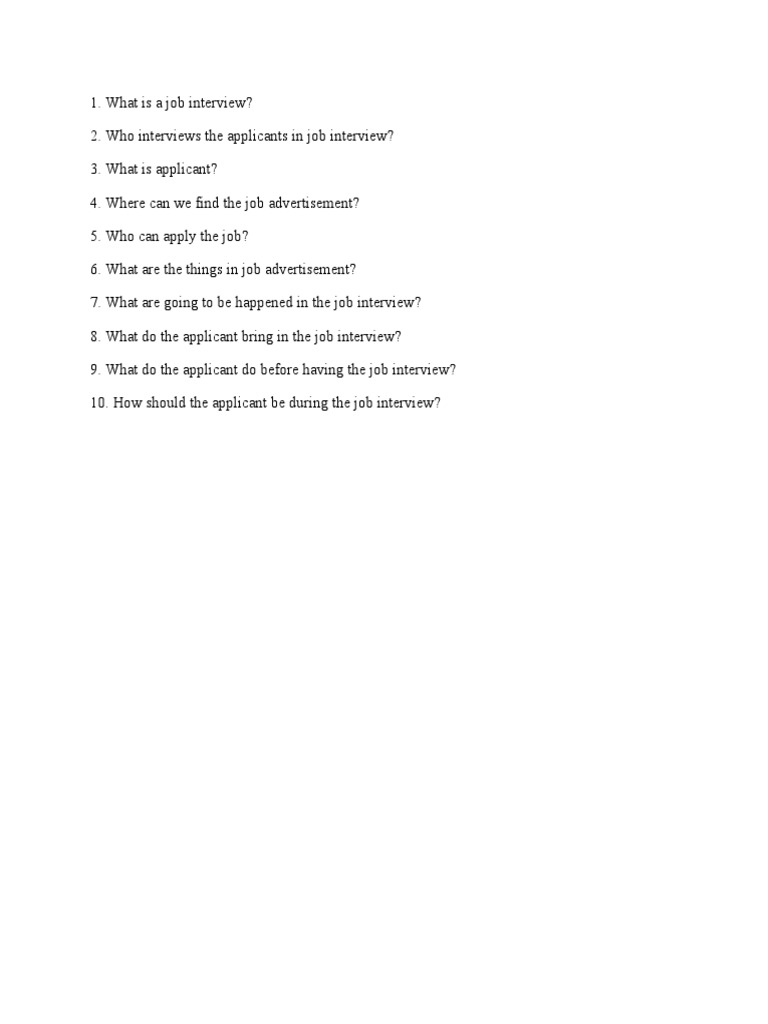 Job Interview Quiz | PDF