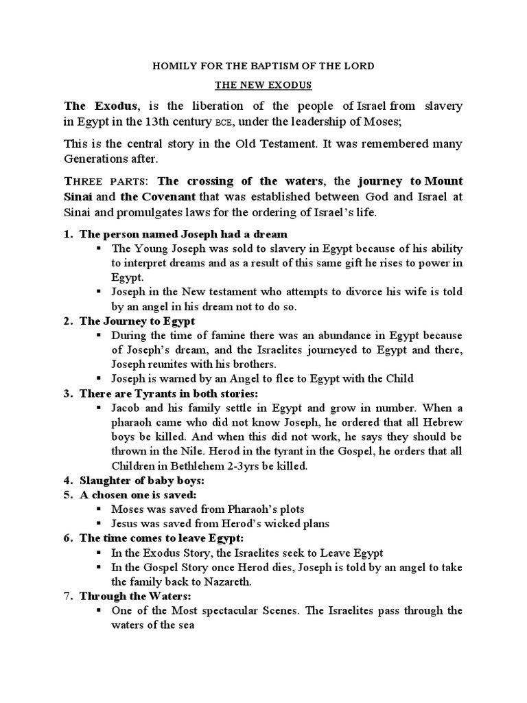 Homily For The Baptism of The Lord | PDF | The Exodus | Old Testament Books