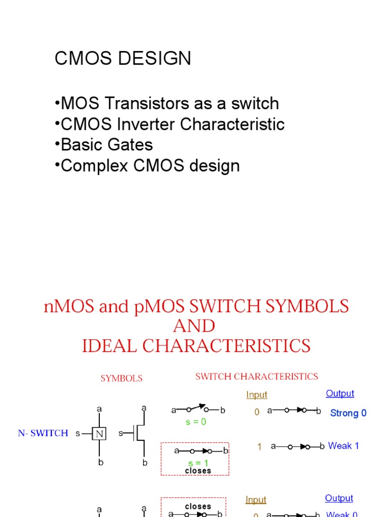 Cmos Design: - MOS Transistors As A Switch - CMOS Inverter ...