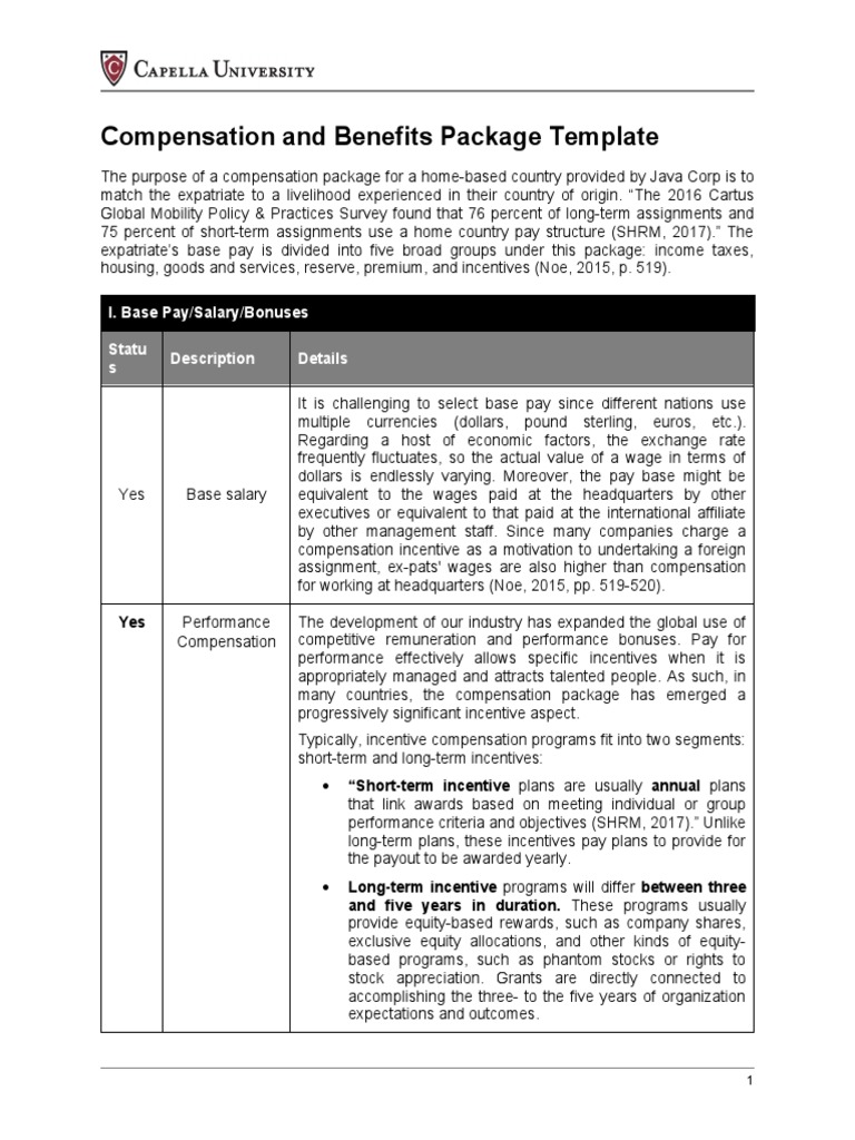CF - Compensation - Benefits - Template (Reviewed) | PDF | Compensation ...