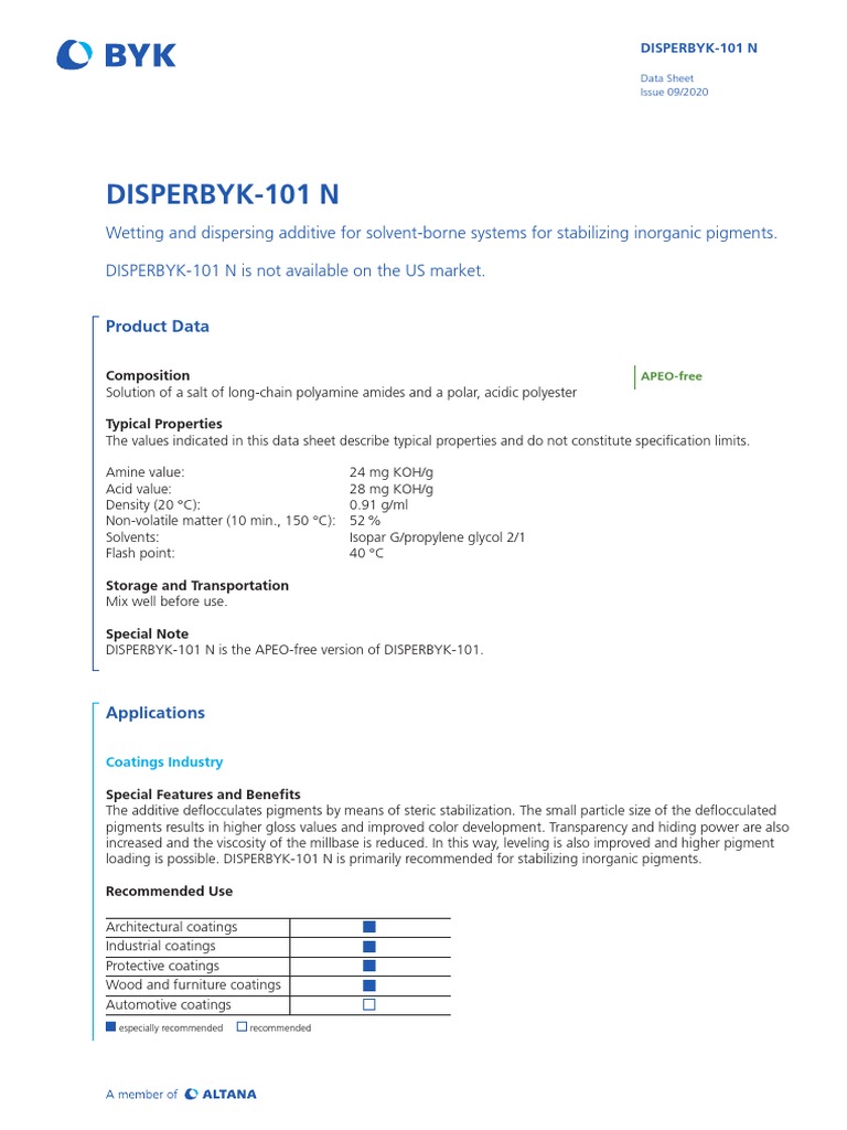 TDS Disperbyk-101 N en | PDF | Chemical Substances | Chemistry