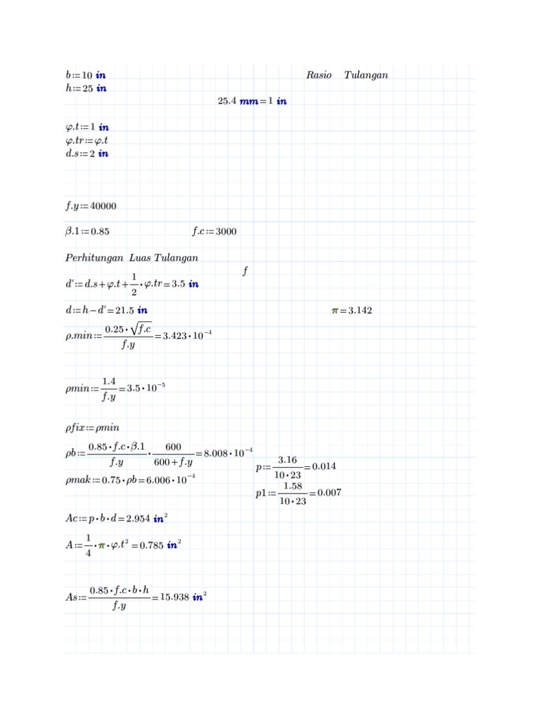 In in MM in in In: B Rasio Tulangan H | PDF