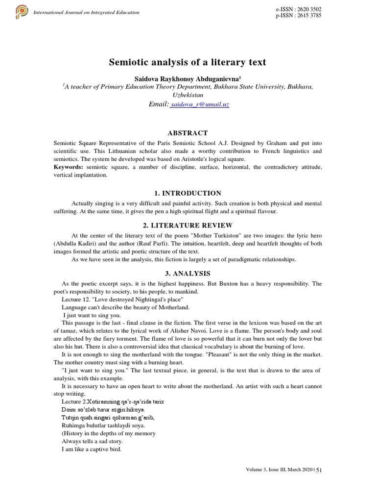 Semiotic Analysis of A Literary Text | PDF | Semiotics | Poetry