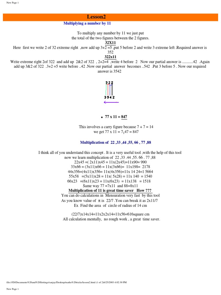 Lesson 2 | PDF | Multiplication | Area