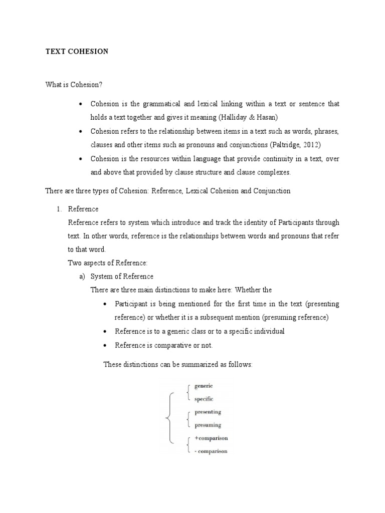 Understanding Text Cohesion Concepts | PDF | Clause | Pronoun