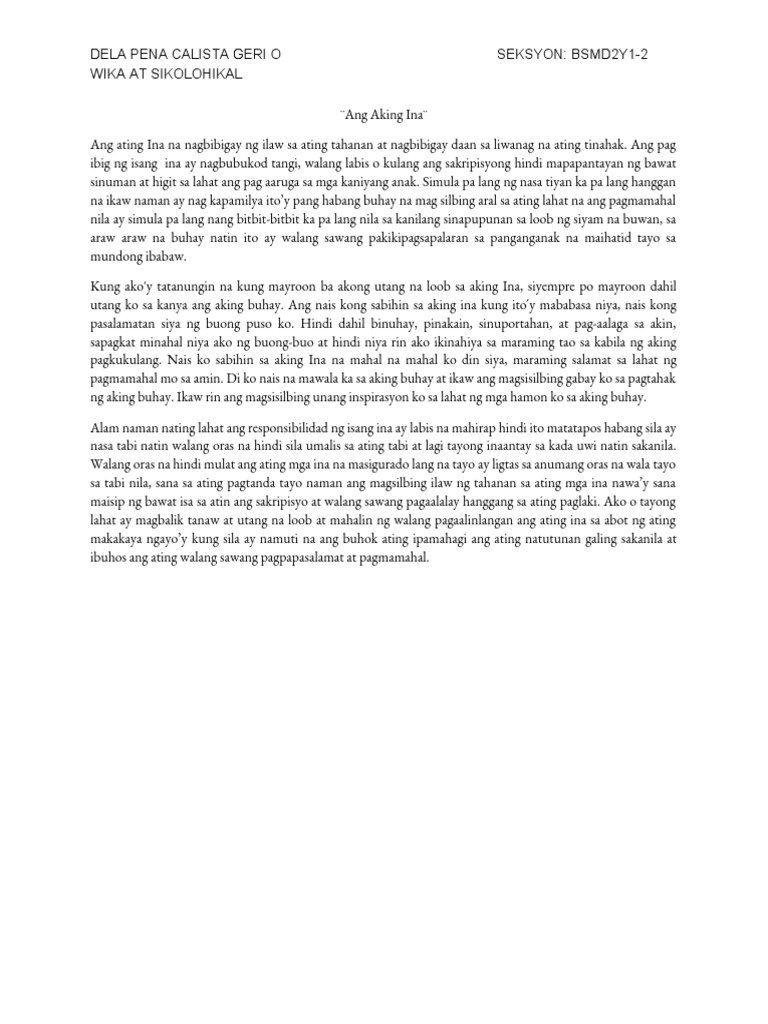 Tungkol Sa Aking Ina | PDF