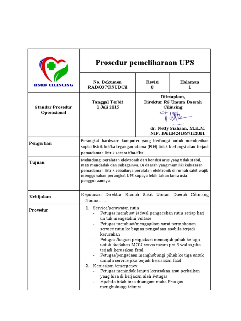 Sop UPS | PDF