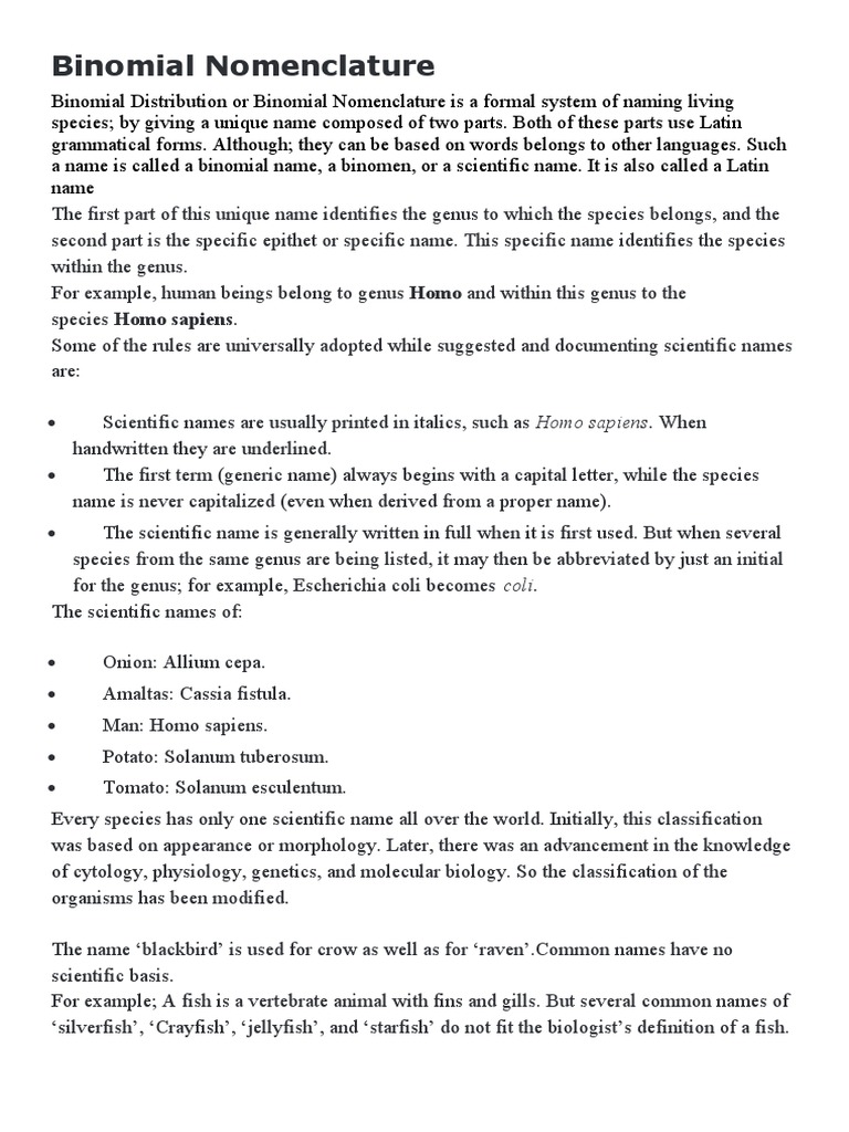 Understanding Binomial Nomenclature | PDF | Foreign Language Studies ...