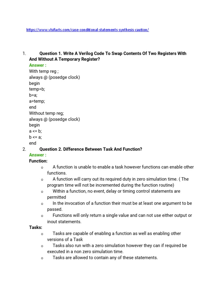 Verilog Interview Questions | PDF | Vhdl | Subroutine Verilog Interview Questions | PDF | Vhdl | Subroutine