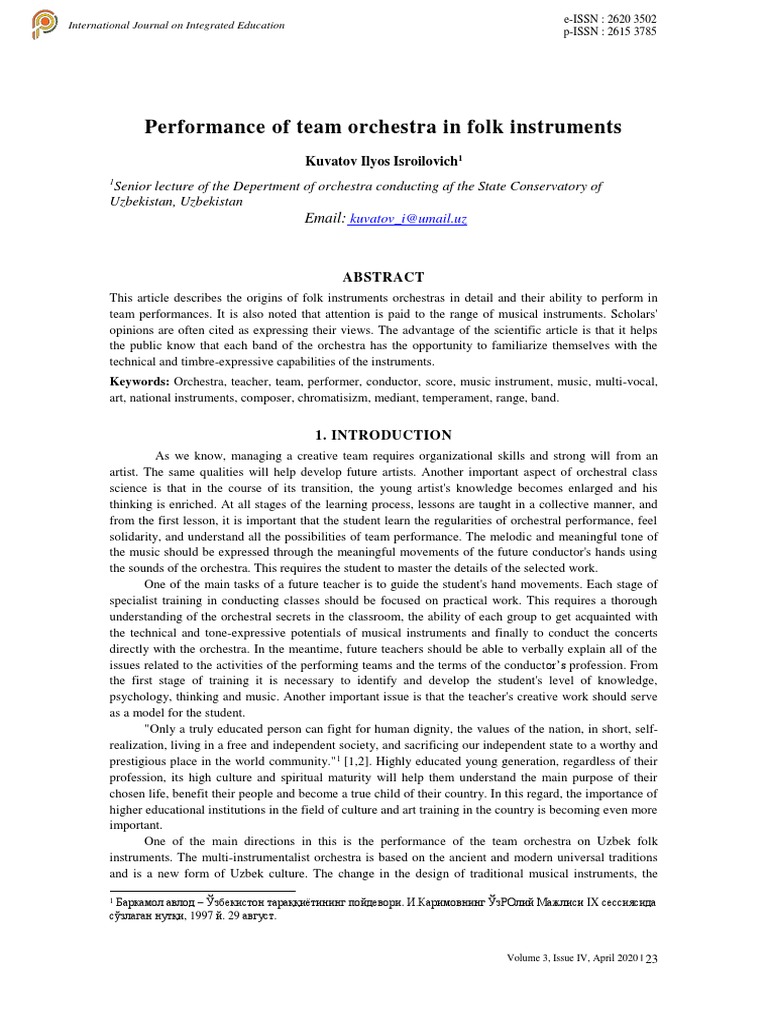 Performance of Team Orchestra in Folk Instruments | PDF | Musical ...