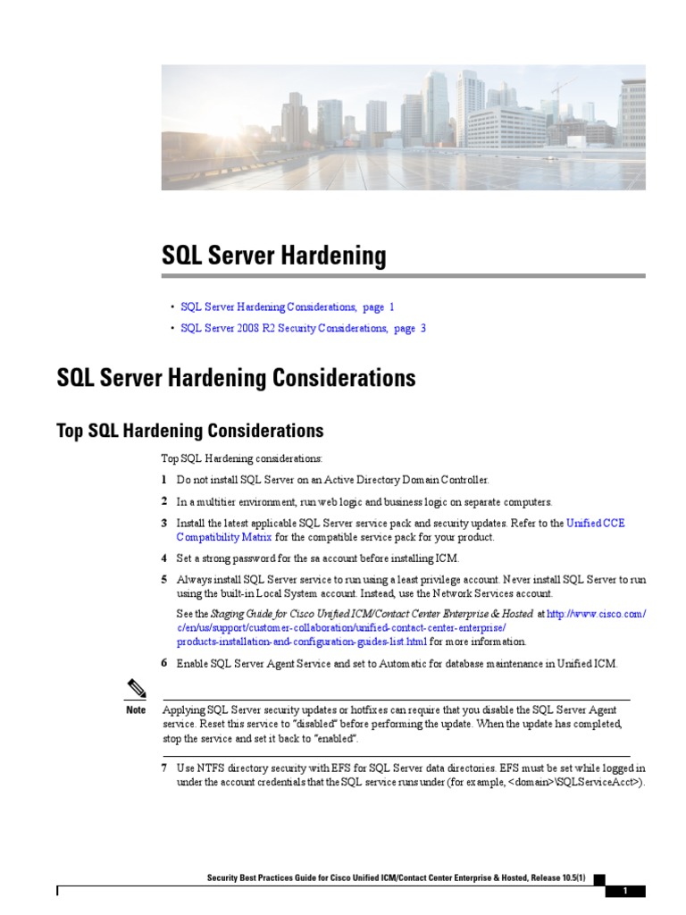 SQL Server Hardening Considerations | PDF | Password | Microsoft Sql Server