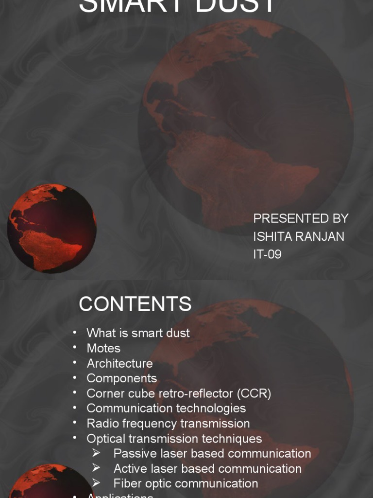 Seminar - Smart Dust | PDF | Optical Fiber | Fiber Optic Communication