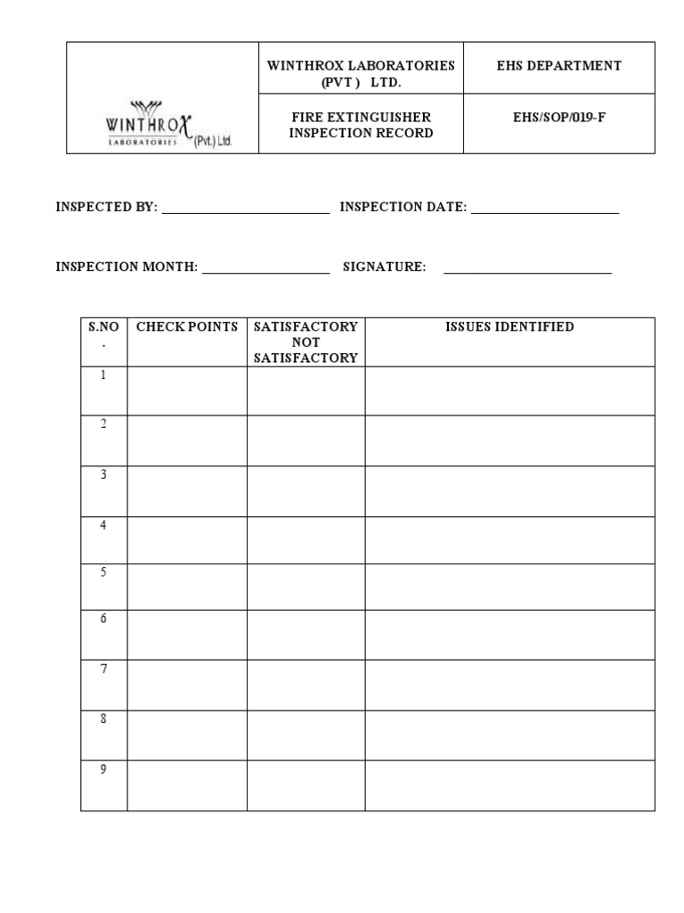 Fire Extinguisher Inspection Record | PDF
