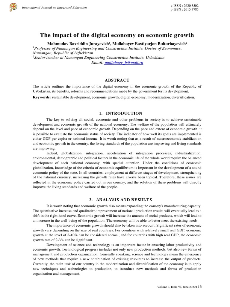 The Impact of The Digital Economy On Economic Growth | PDF | Economic ...