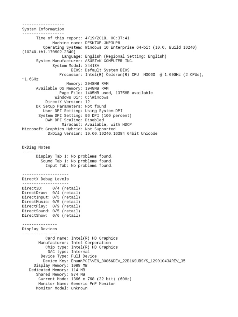 DX Diag | PDF | Codec | Device Driver