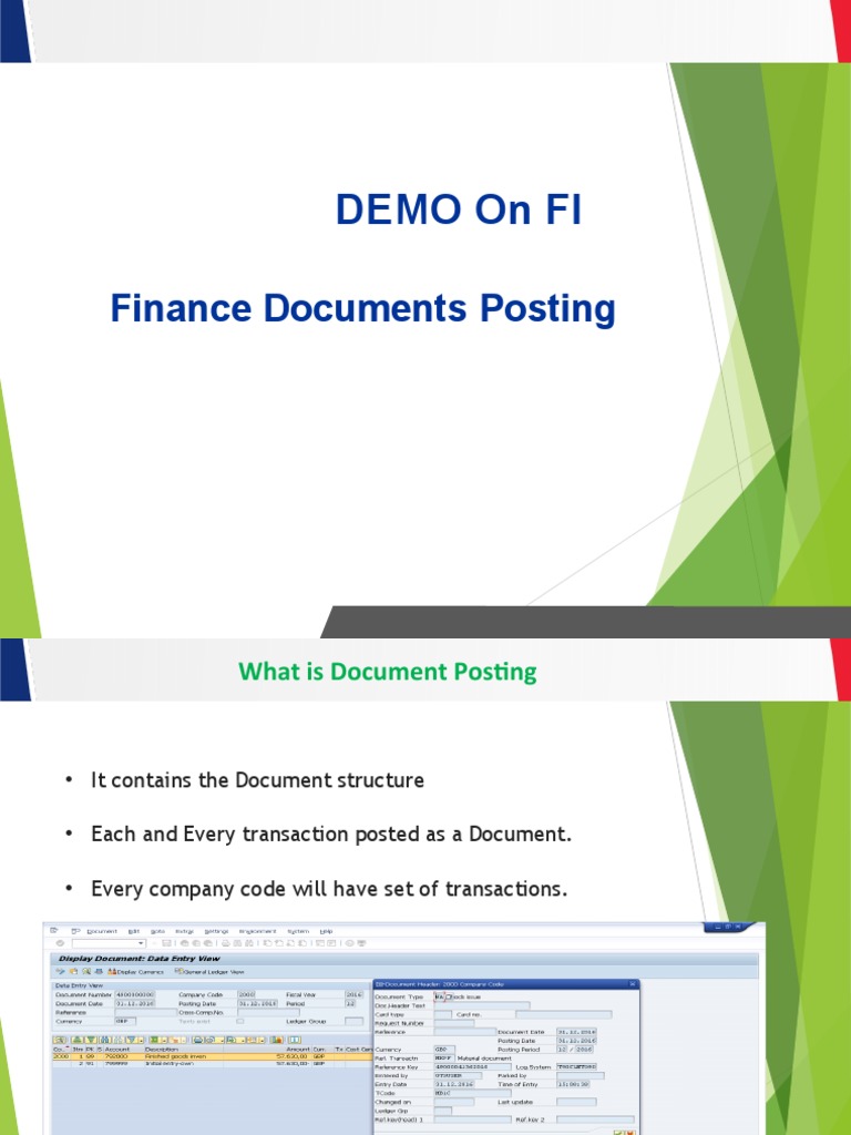Demo On Fi: Finance Documents Posting | Download Free PDF | Accounts ...