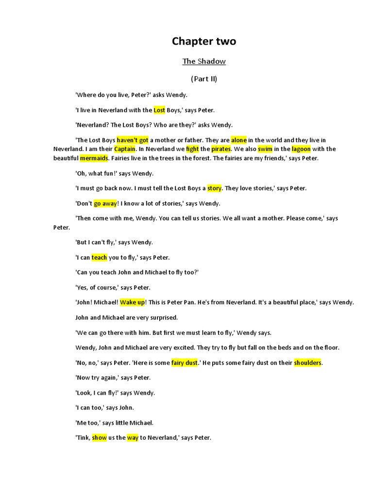Peter Pan (Chapter II) Part II | PDF | Neverland | Lost Boys (Peter Pan)