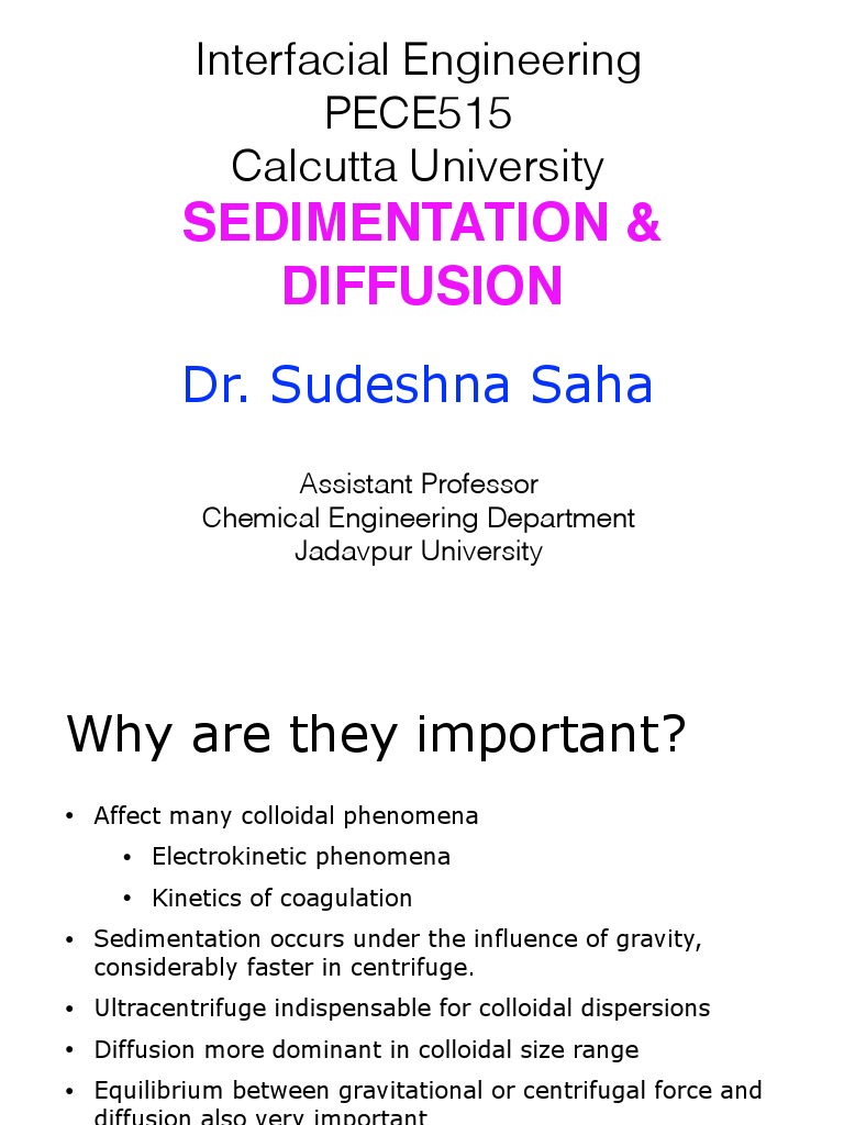 Interfacial Engineering PECE515 Calcutta University: Sedimentation & Diffusion | PDF | Diffusion ...